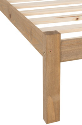 PANAMA DOUBLE 4ft6 SOLID DISTRESSED WAX PINE WOOD BED FRAME