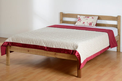 PANAMA DOUBLE 4ft6 SOLID DISTRESSED WAX PINE WOOD BED FRAME