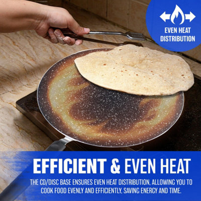 Pancake Fry Pan Non Stick Roti Tawa 26cm Heat Concave Dosa Crepe ...