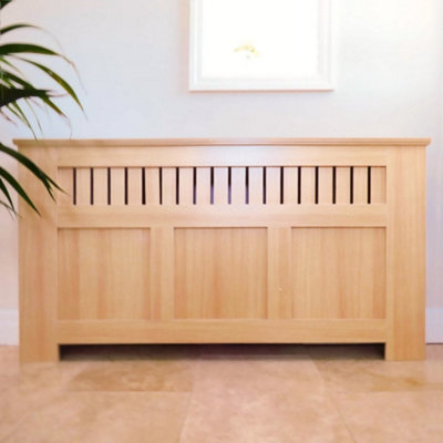 Panel Grill Oak Radiator Cover - Large | DIY at B&Q