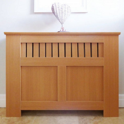 Panel Grill Oak Radiator Cover - Small | DIY at B&Q
