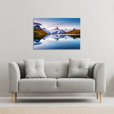 Panoramic view of the Mt. Schreckhorn and Wetterhorn (Canvas Print ...