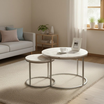 PAOLA Set of 2 Modern Round Coffee Tables with Contemporary Design ...