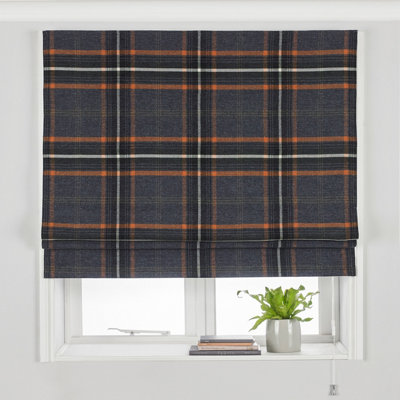 Paoletti Aviemore Traditional Tartan Faux-Wool Blackout Roman Blind ...