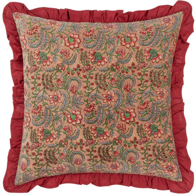 Paoletti Haven Floral Cotton Velvet Feather Rich Cushion