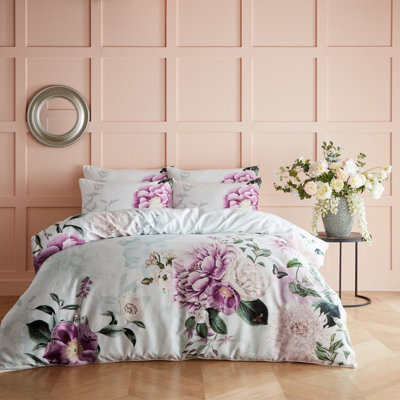 Paoletti Krista Floral 100% Cotton Duvet Cover Set | DIY at B&Q
