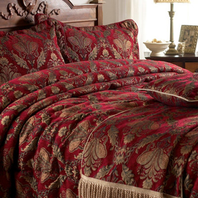 Paoletti Shiraz Traditional Floral Damask Jacquard Fringed Throw | DIY ...