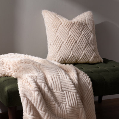 Paoletti Sonnet Cut Faux Fur Feather Rich Cushion