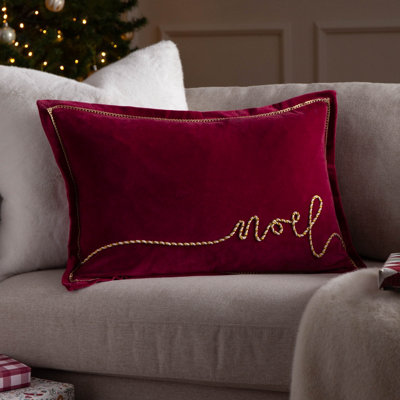Paoletti Winter Noel Applique Velvet Polyester Filled Cushion