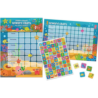 Paper Projects Sealife Friends A3 Reward Sticker Chart Multicoloured ...