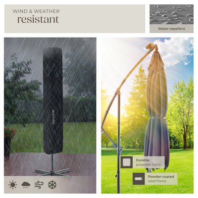 Parasol Sunna - 250 x 250 cm with LED solar lighting, with protective ...
