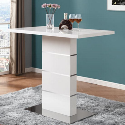 Parini White Gloss Bar Table With 4 Ripple Black Stools