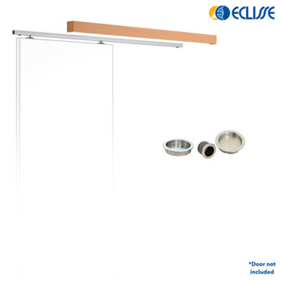 Paris 3 Sliding Door Kit 2m,Pelmet,Doorpost, Round Satin Chrome Handle Set