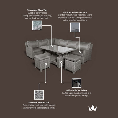 Paris 7pc Deluxe Modular Corner Dining Set