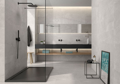 Paris Grey Plain Matt 330mm x 550mm Ceramic Wall Tiles (Pack of 10 w ...