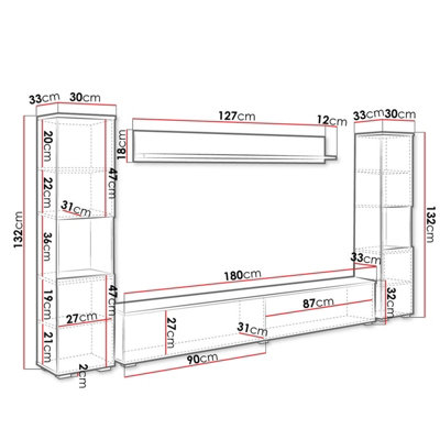 PARIS XL Modern LED Living Room Set Wotan Wall Unit with TV Stand ...