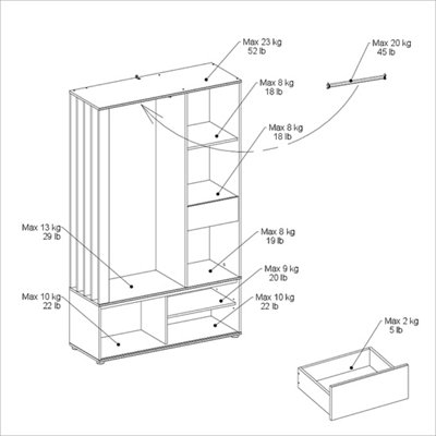 PARISOT ENTRANCE HALL UNIT OAK/WHITE