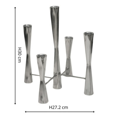 Parker 5 Piece Silver Candle Centerpiece H42cm W27.5cm