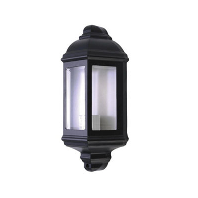 Parkins - Black Outdoor Half Lantern Wall Light