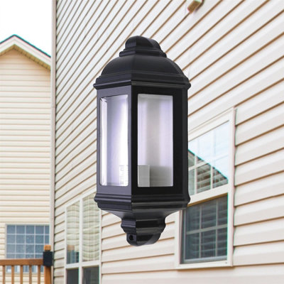 Parkins - Black Outdoor Half Lantern Wall Light