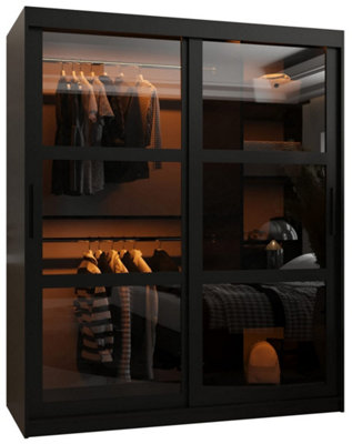 Parma 150cm Sliding Wardrobe in Sleek Black - Spacious Storage with ...