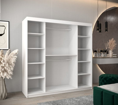 PARMA 200CM SLIDING DOOR WARDROBE IN CRISP WHITE - LUXURIOUS STORAGE ...