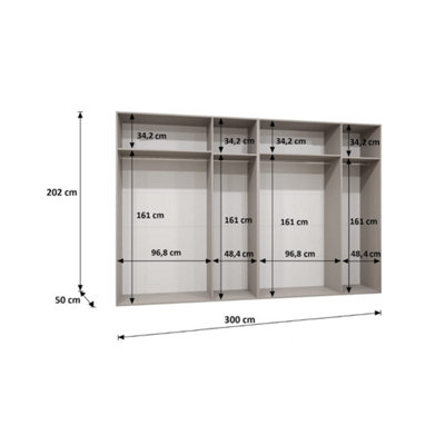 Parma 300cm Oak Walnut Hinged Door Wardrobe for Family Bedrooms