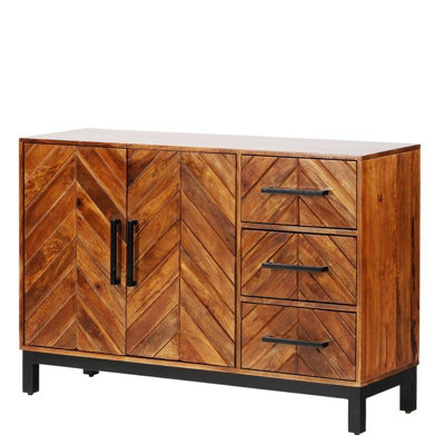 Parquet 120 cm Sideboard - Mango Wood/Iron - L40 x W120 x H80 cm - PP ...
