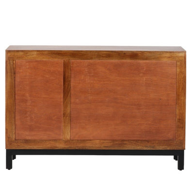 Parquet 120 cm Sideboard - Mango Wood/Iron - L40 x W120 x H80 cm - PP ...