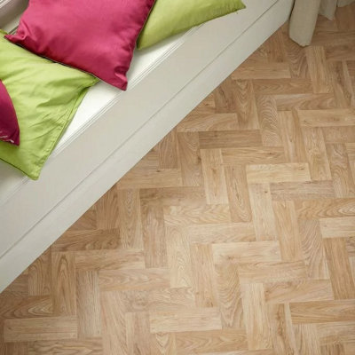 Parquet Effect Vinyl Flooring by Remland (Laurel Oak Parquet, 8m x 2m)