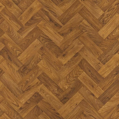 Parquet Effect Vinyl Flooring by Remland (Rich Oak Parquet, 4m x 3m)