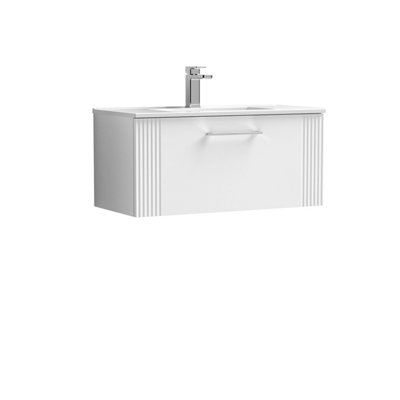 Partial Fluted 1 Drawer Wall Hung Vanity Unit with 1 Tap Hole ...