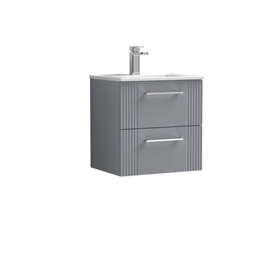 Partial Fluted 2 Drawer Wall Hung Vanity Unit with 1 Tap Hole ...