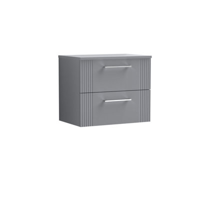 Partial Fluted 2 Drawer Wall Hung Vanity Unit with Colour Coordinating ...