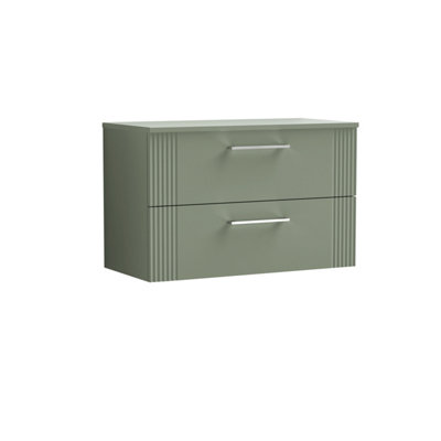 Partial Fluted 2 Drawer Wall Hung Vanity Unit with Colour Coordinating ...