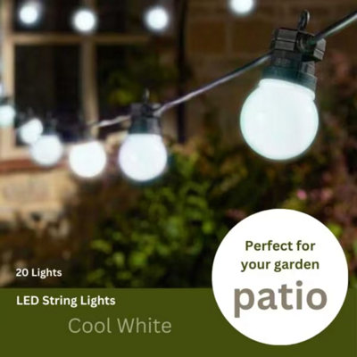 Party Festoon Set of 20 Mains Powered Cool White Outdoor Garden String ...