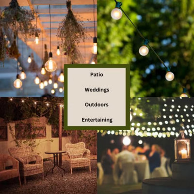 Party Festoon Set of 20 Mains Powered Cool White Outdoor Garden String ...