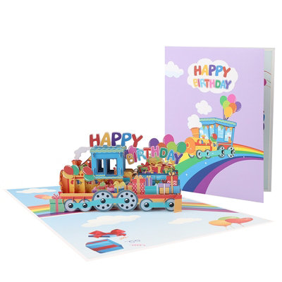Party on Track 3D Pop-Up Train Birthday Card