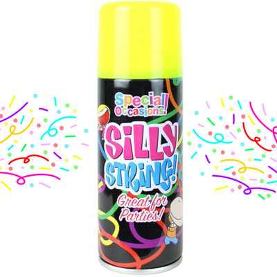 Party Silly String Spray 200ml Yellow Fun Streamer Spray for Birthdays ...