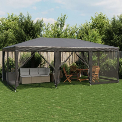 Party Tent Garden Gazebo Canopy with 10 Mesh Sidewalls Anthracite 6x4 m ...