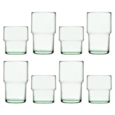 Pasabahce 8pc Aware Hill Recycled Stacking Glassware Set - Green