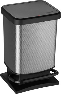Paso Trash Can 20L with Lid and Pedal, Rotho Plastic Waste Bin, Carbon ...