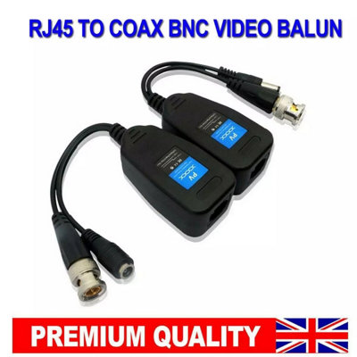 Passive CCTV Video Balun with DC Power Jack - BNC to RJ45 CAT5 Coax ...