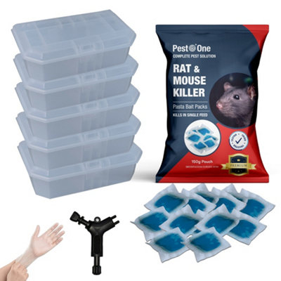 Pasta Bait Mouse Poison 150g (15x10g Blue Pasta Sachets) with 5 Tamper ...