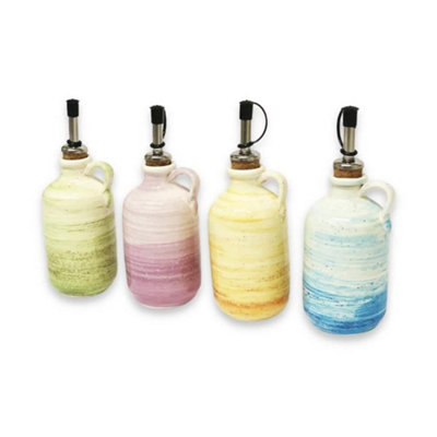 Pastel Beach Hand Painted Kitchen Dining Table Oil Drizzler Orange 250ml