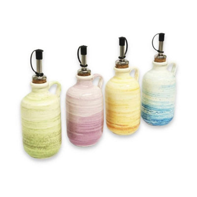 Pastel Beach Hand Painted Kitchen Dining Table Oil Drizzler Orange 250ml