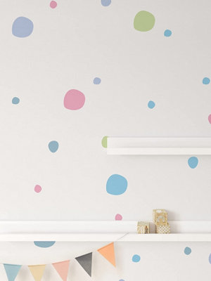 Pastel Colour Wall Stickers Polka Dots Spots