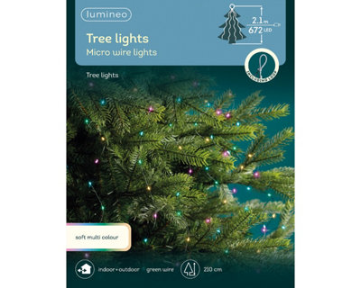 Pastel Micro LED Wire Christmas Tree Lights 7ft Multi Coloured 672 LEDs