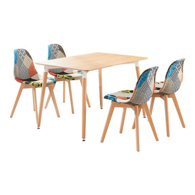 Patchwork Halo Dining Set Includes an Oak Dining Table & Set of 4 ...