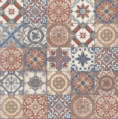 Patchwork Mediterranean Tile Vinyl by Remland (Belgravia Multi ...